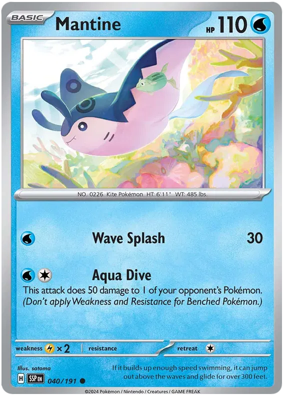 040. Mantine - Common - Surging Sparks – Chase Collectables